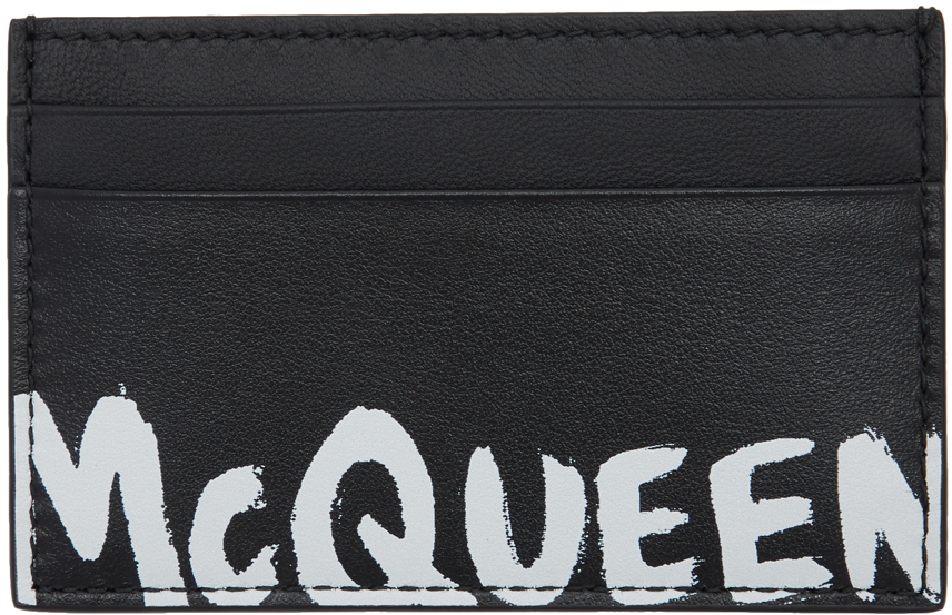 Alexander McQueen: Black Graffiti Card Holder | SSENSE UK