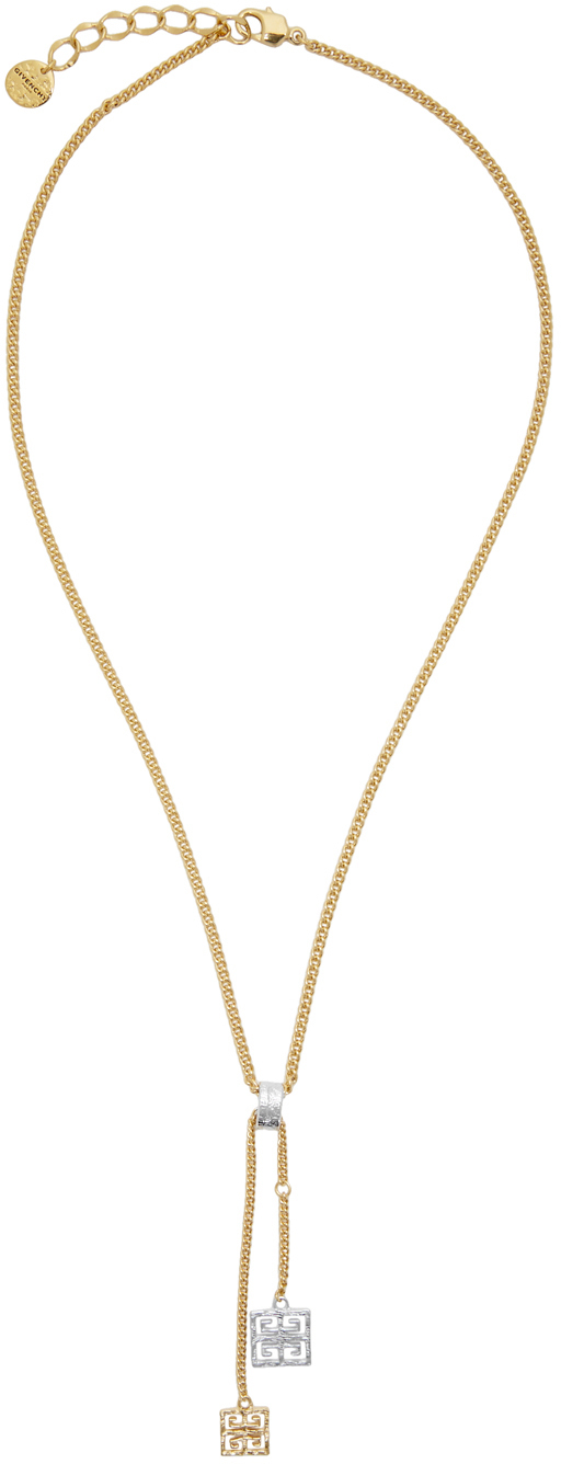 Givenchy: Gold & Silver Two-Tone 4G Pendant Necklace | SSENSE Canada