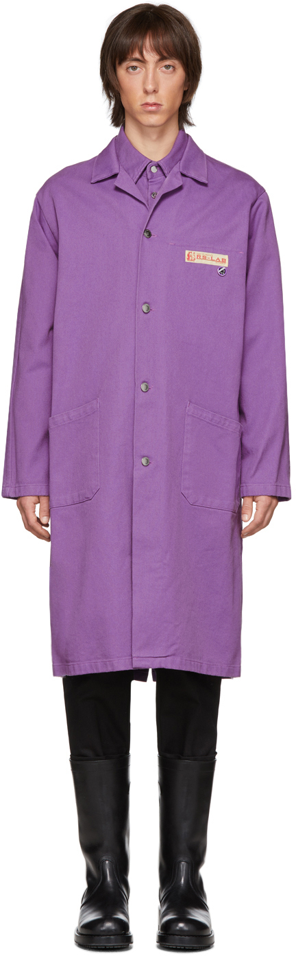 Raf Simons: Purple Denim Lab Coat | SSENSE Canada