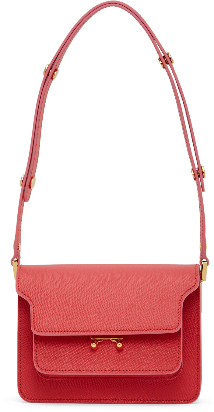 Marni: Red Mini Saffiano Trunk Bag | SSENSE UK