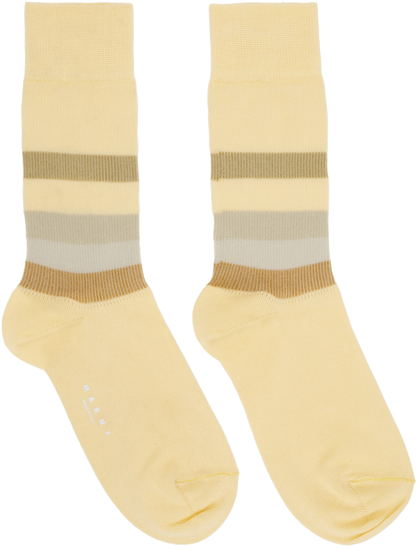 Marni: Yellow Stripe Socks | SSENSE
