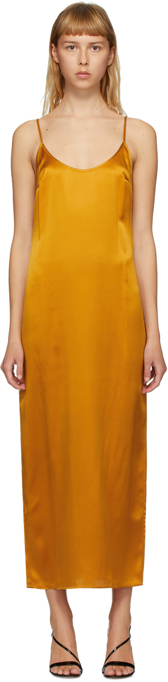 La Perla: Orange Silk Satin Slip Dress | SSENSE UK