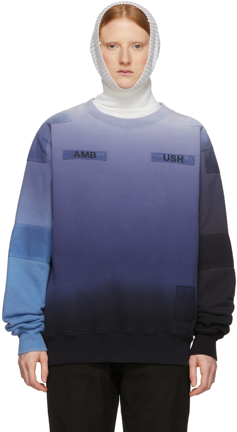 AMBUSH: Blue & Black Patchwork Sweatshirt | SSENSE Canada