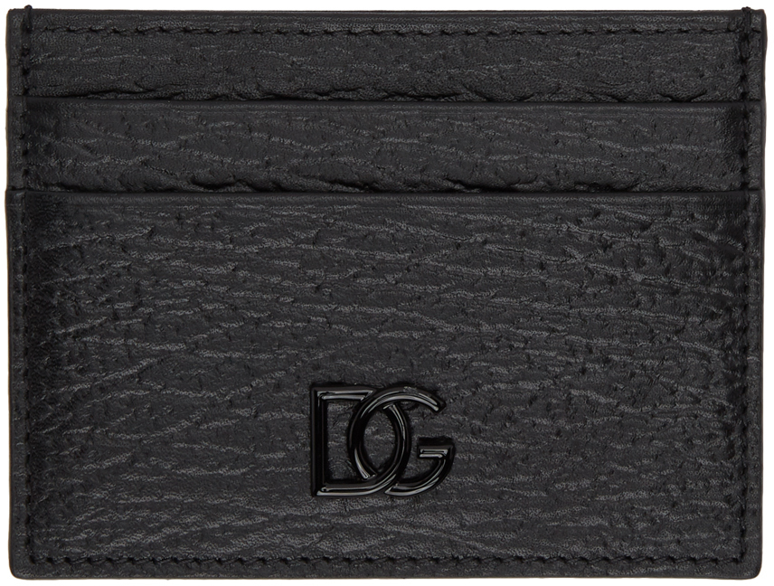 Dolce & Gabbana: Black 'DG' Crossed Logo Card Holder | SSENSE Canada