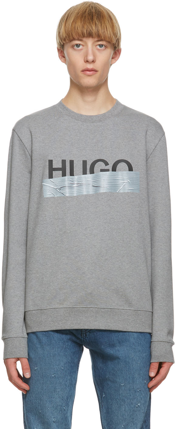 Hugo: Grey Logo Sweatshirt | SSENSE