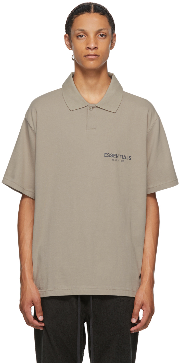 Essentials: Taupe Logo Polo | SSENSE