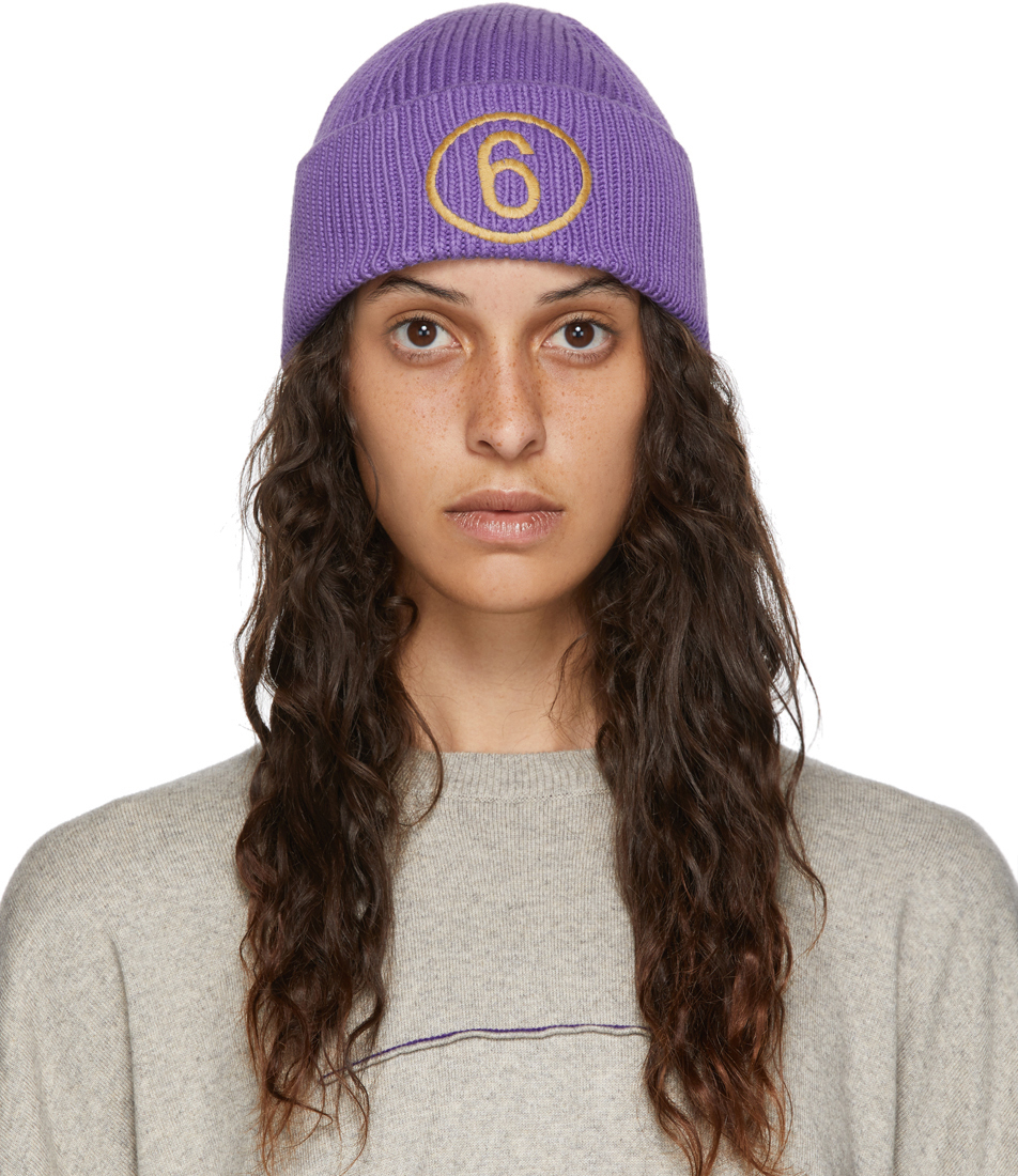 MM6 Maison Margiela: Purple Logo Beanie | SSENSE