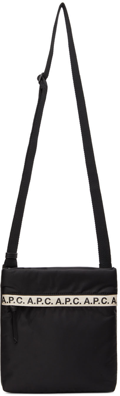 A.P.C.: Black Repeat Messenger Bag | SSENSE
