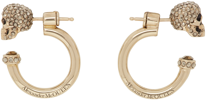 Alexander McQueen: Gold Small Skull Hoop Earrings | SSENSE Alexander McQueen: Gold Small Skull Hoop Earrings | SSENSE