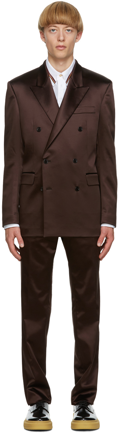 Paul Smith: Brown Satin Soho Suit | SSENSE UK