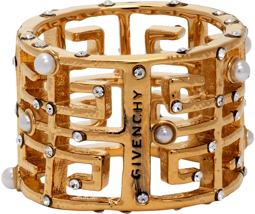 Givenchy: Gold Pearl 4G Ring | SSENSE