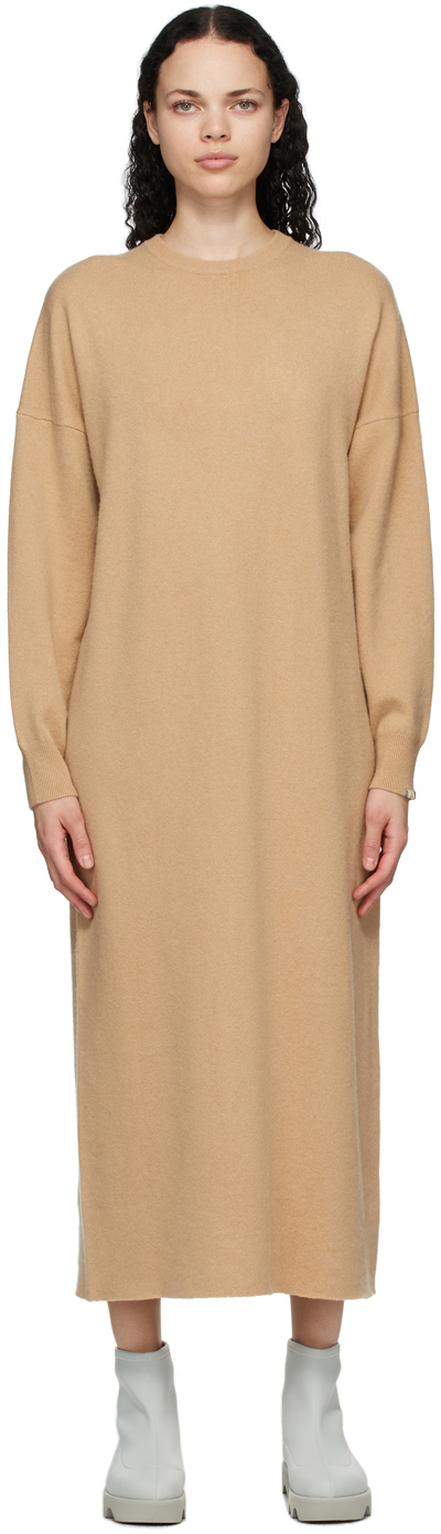 extreme cashmere: Tan N°106 Weird Midi Dress | SSENSE