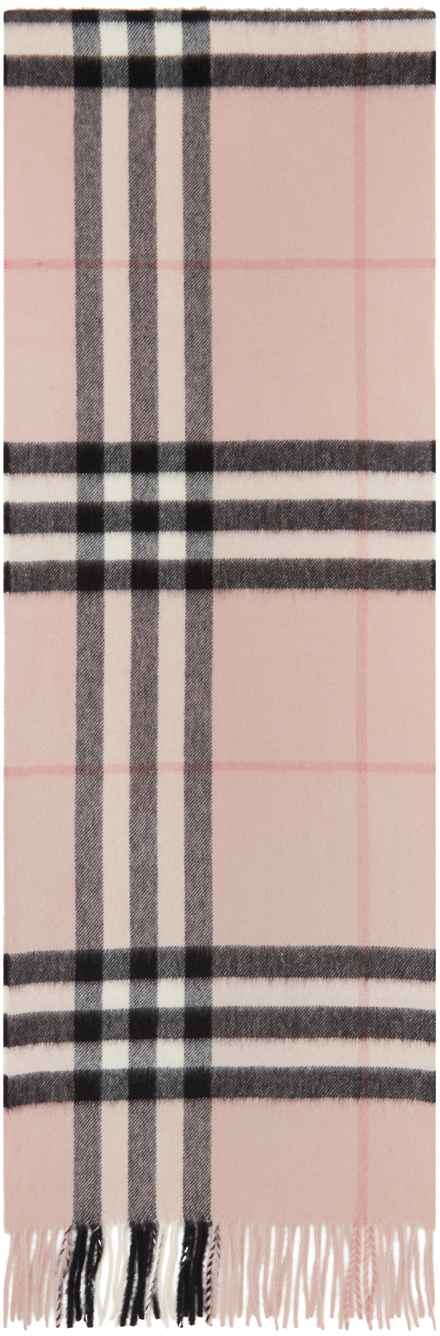 Burberry: Pink Cashmere Check Giant Scarf | SSENSE
