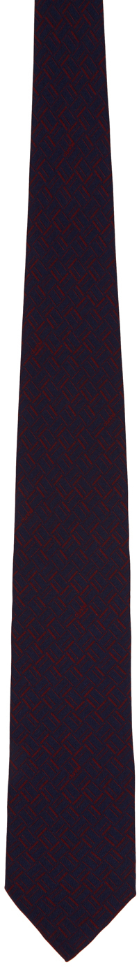 Dunhill: Navy & Red Silk Abstract Tie | SSENSE