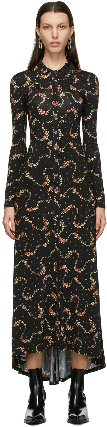 Paco Rabanne: Black Floral Long Dress | SSENSE