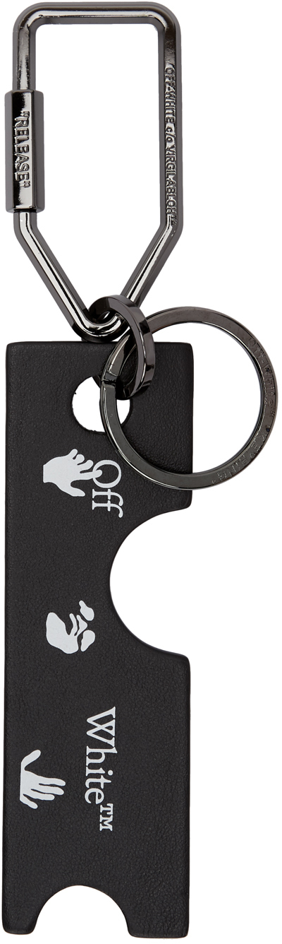Off-White: Black Logo Label Keychain | SSENSE