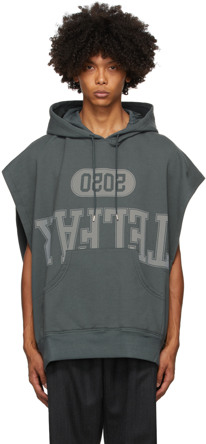 Telfar: Grey Sideless Hoodie | SSENSE Canada