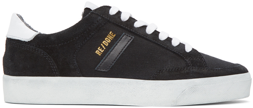 Re/Done: Black Suede 90s Skate Sneakers | SSENSE
