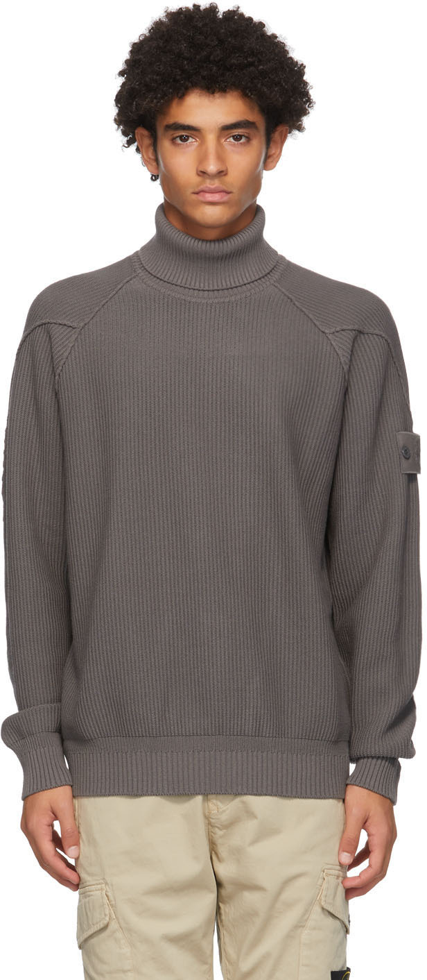 Grey Raglan Roll Turtleneck