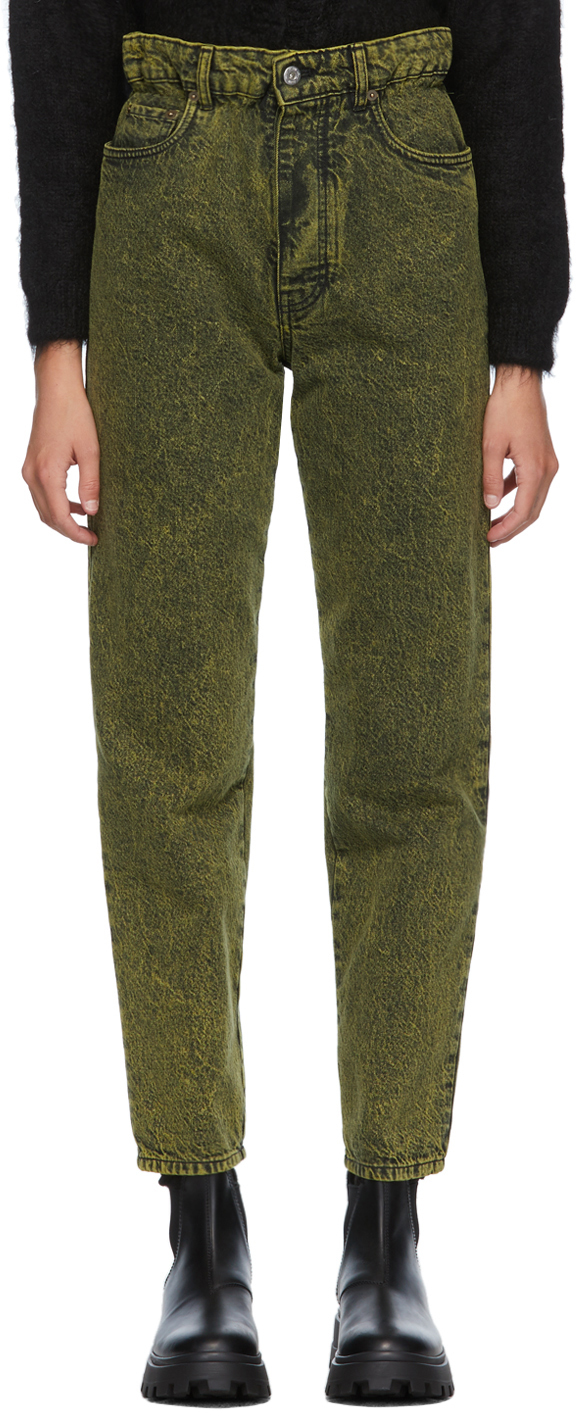 Miu Miu: Yellow Wash Jeans | SSENSE Canada
