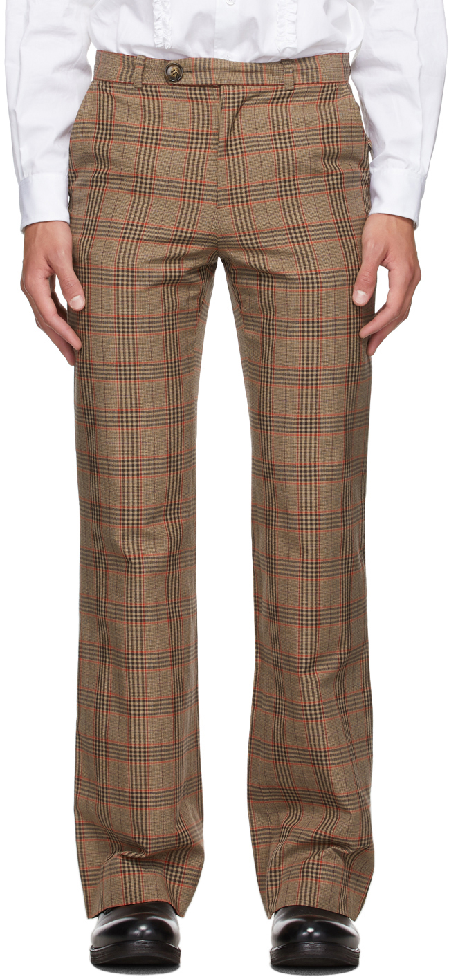 Molly Goddard: Brown & Red Check Trousers | SSENSE Canada