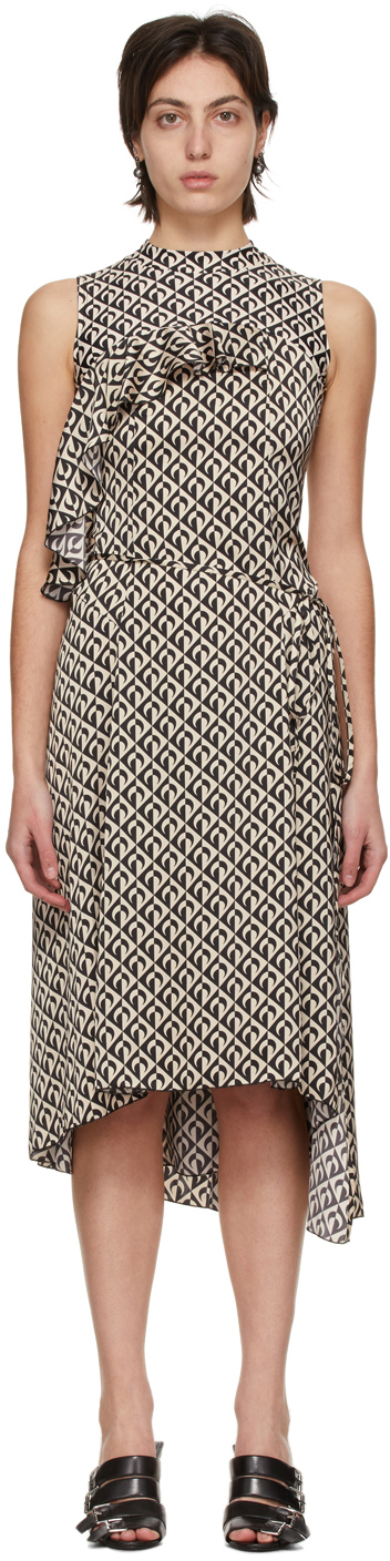 Marine Serre Black And Tan Moon Lozenge Hybrid Wrap Dress Ssense Canada