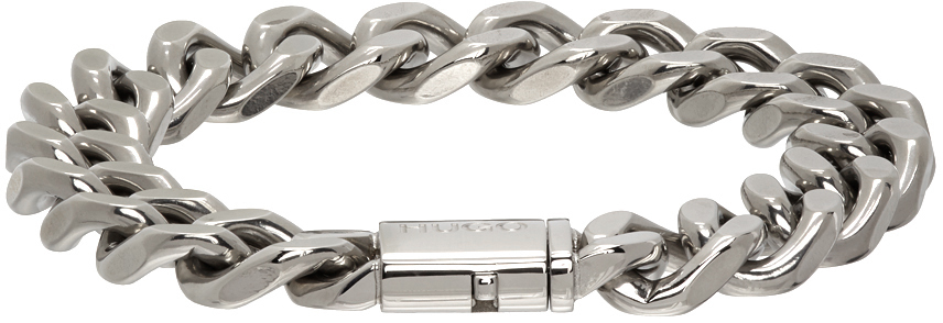 HUGO: 银色 E-Chain 手链 | SSENSE