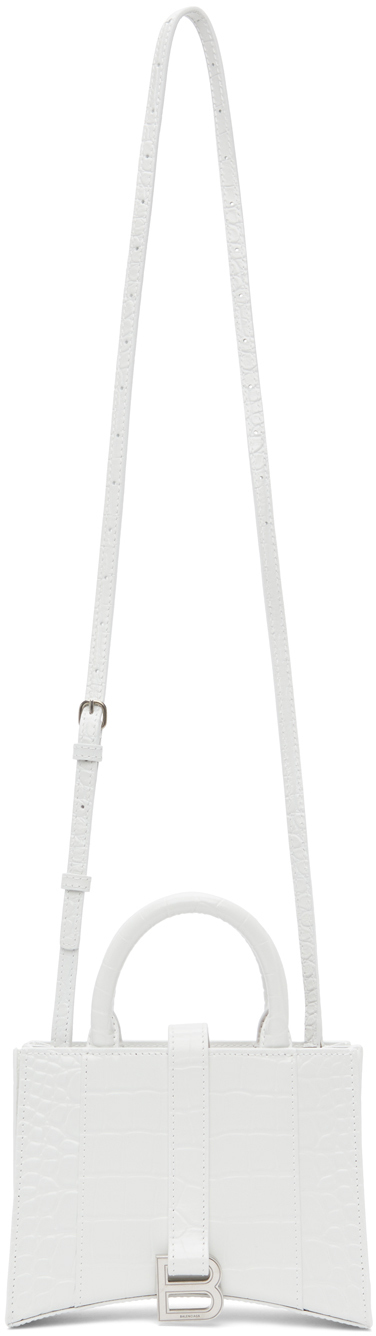 Balenciaga: White Croc XXS Hourglass Bag | SSENSE