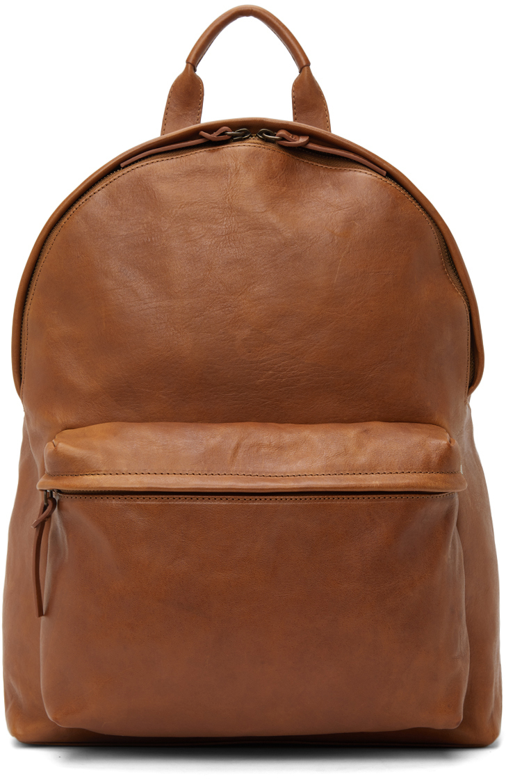 Officine Creative: Tan Leather OC Backpack | SSENSE Canada
