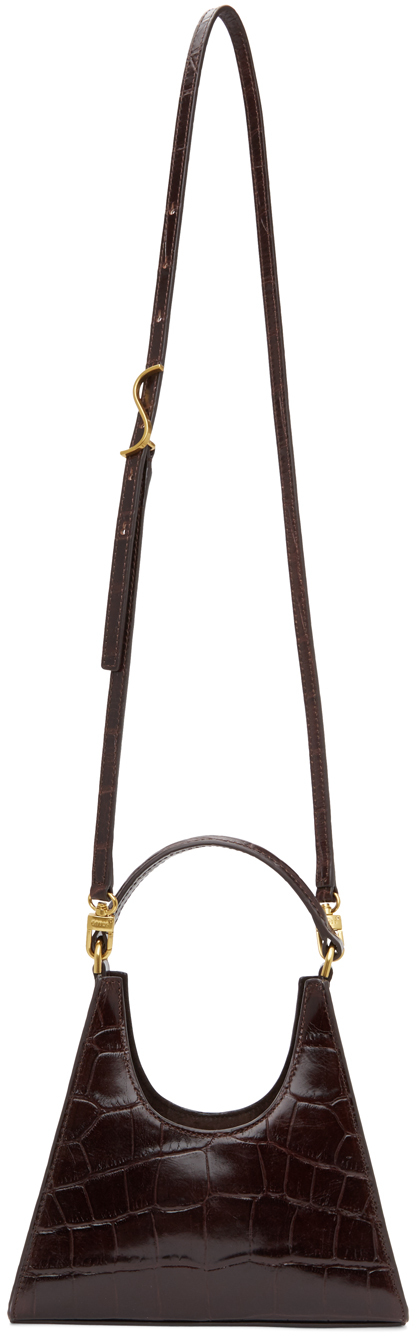 Staud: Brown Croc Mini Rey Bag | SSENSE
