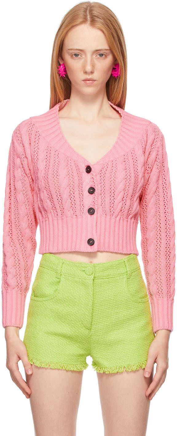 MSGM: Pink Crop Cardigan | SSENSE Canada