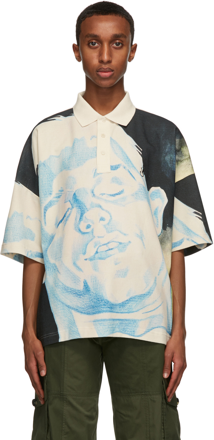 JW Anderson: Blue Oversized Polo | SSENSE UK