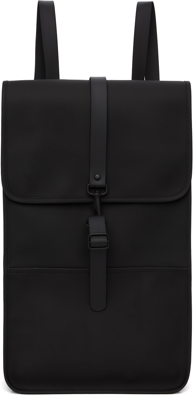 RAINS: Black Waterproof Backpack | SSENSE UK