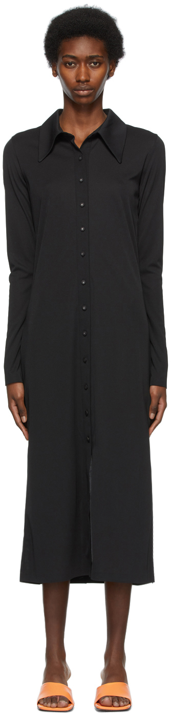 LOW CLASSIC: Black Jersey Shirt Dress | SSENSE Canada