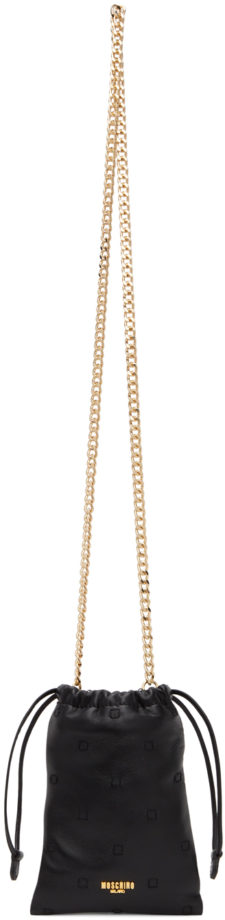 Moschino: Black Small Padded Inside Out Pouch Bag | SSENSE Canada