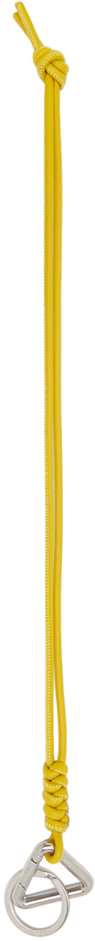 Bottega Veneta: Yellow Leather Keychain | SSENSE Canada