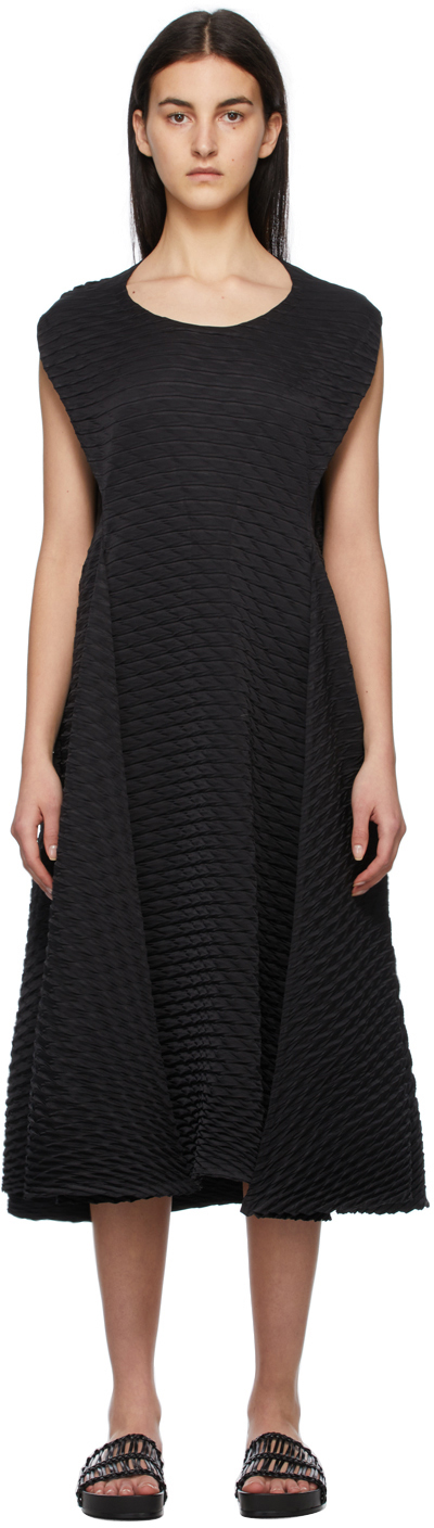 Issey Miyake Black Temporary Room Pleats Solid Dress