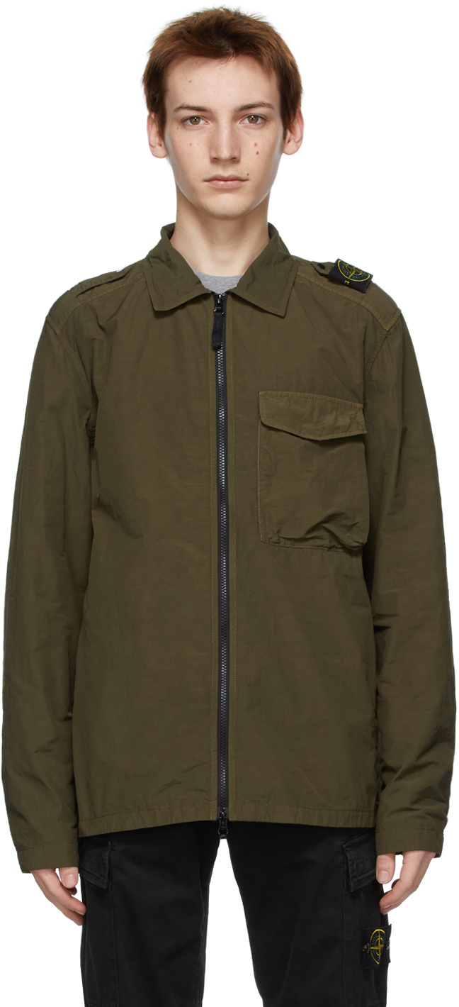 Green Nylon Zip Jacket