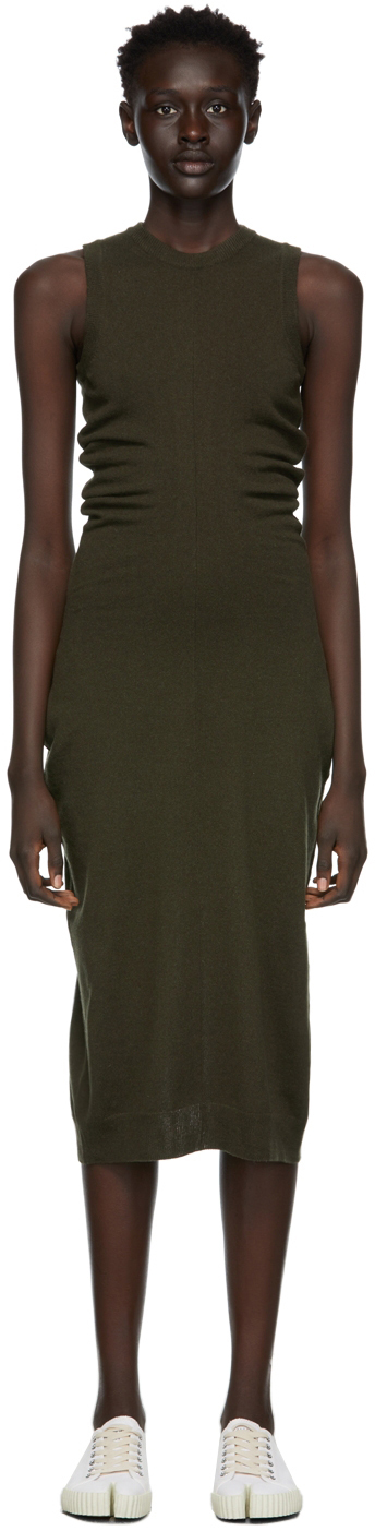 Khaki Cashmere Tank Dress by Maison Margiela on Sale
