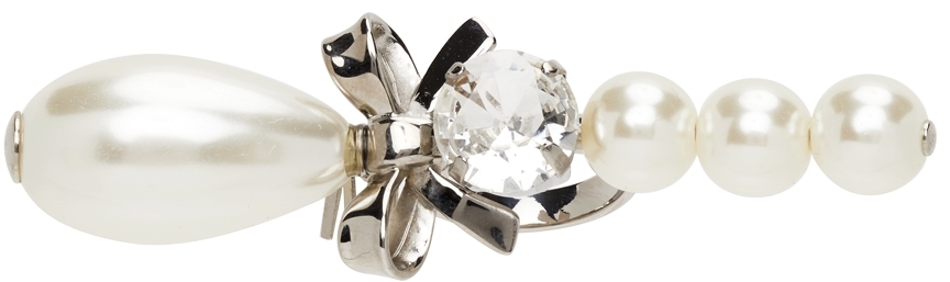 MM6 Maison Margiela: Silver Pearl Ring | SSENSE Canada