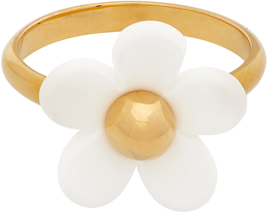 Marc Jacobs: White & Gold 'The Daisy' Ring | SSENSE