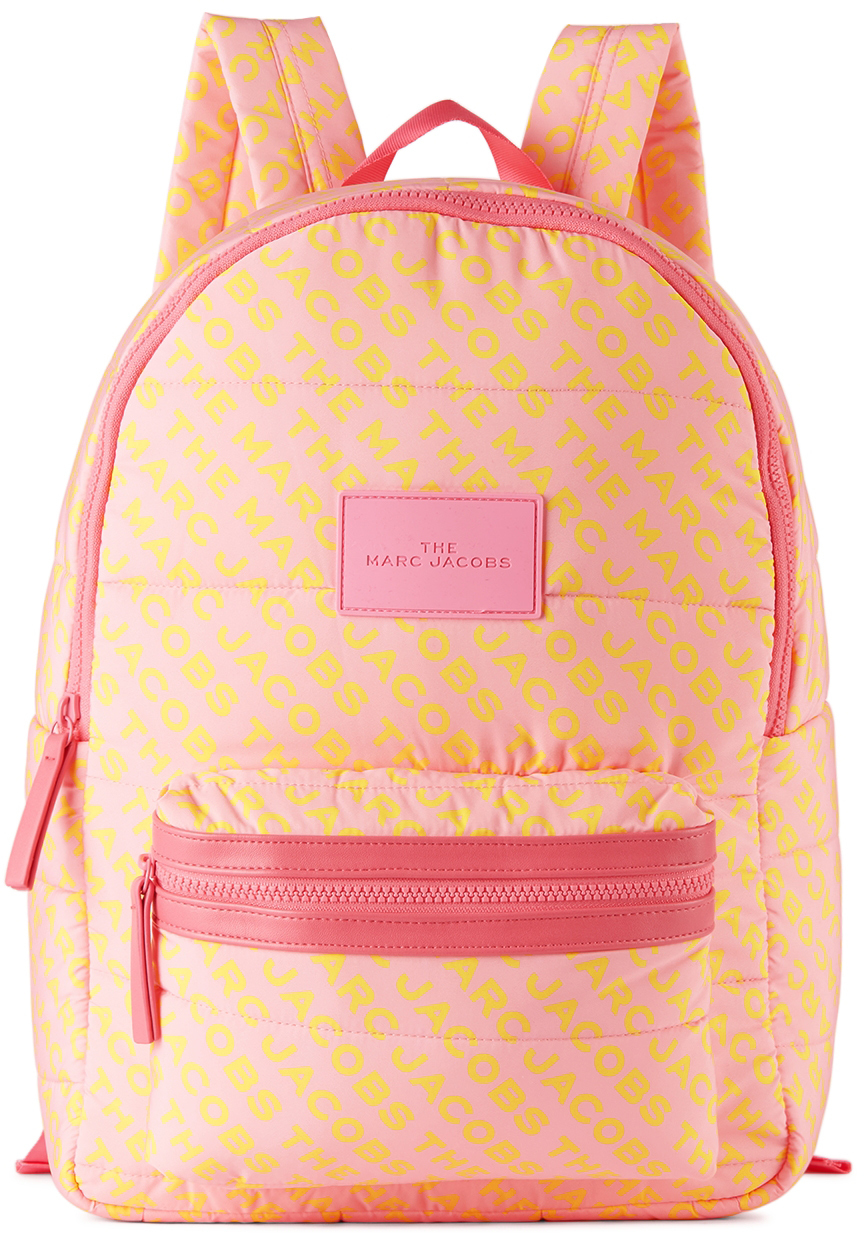 Kids Pink & Yellow Logo Padded Backpack by Marc Jacobs | SSENSE