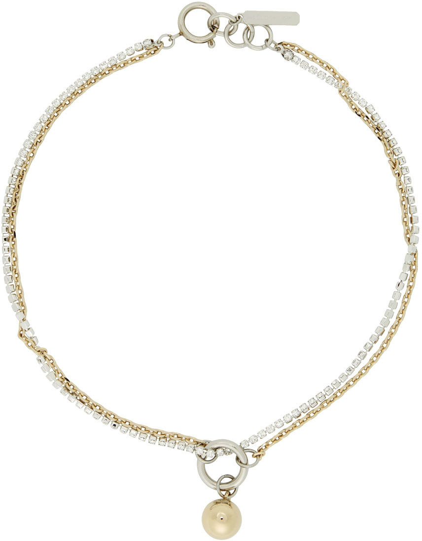 Justine Clenquet: Collier ras du cou Ruby doré et argenté | SSENSE France