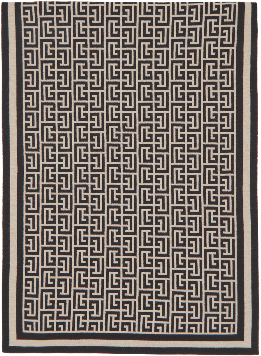 Off-White & Black Monogram Scarf by Balmain on Sale