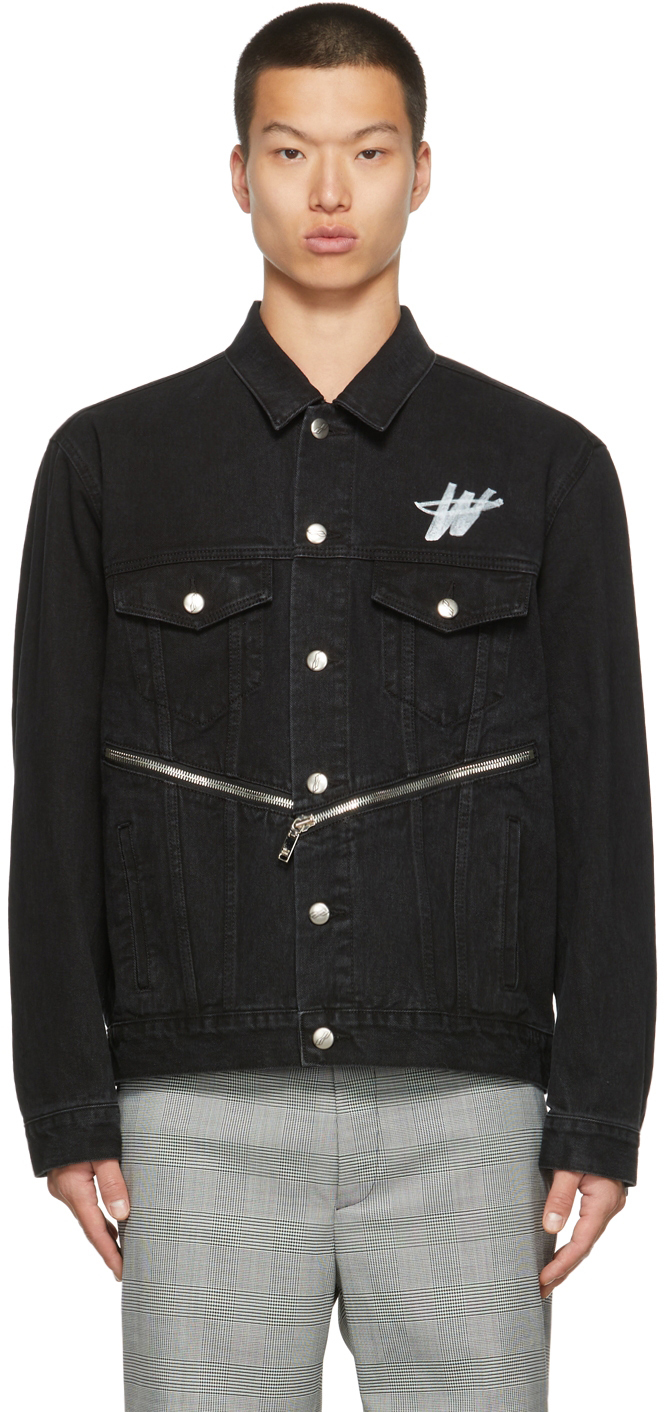 We11done: Black Denim 'WD' Logo Jacket | SSENSE