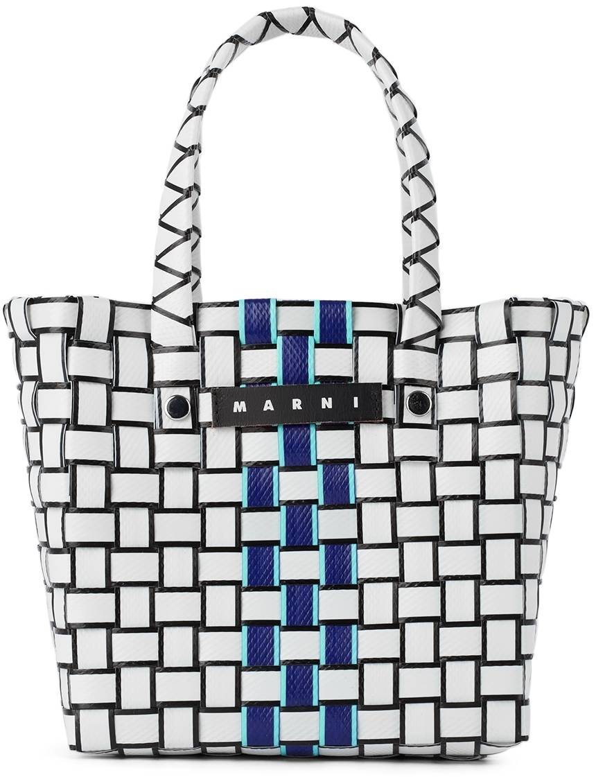 Kids Micro White & Black Basket Bag by Marni on Sale