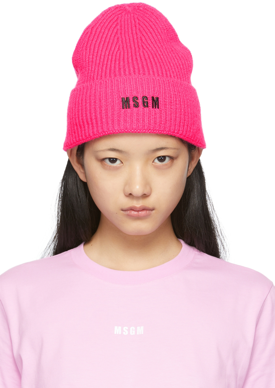 MSGM: Pink Logo Beanie | SSENSE