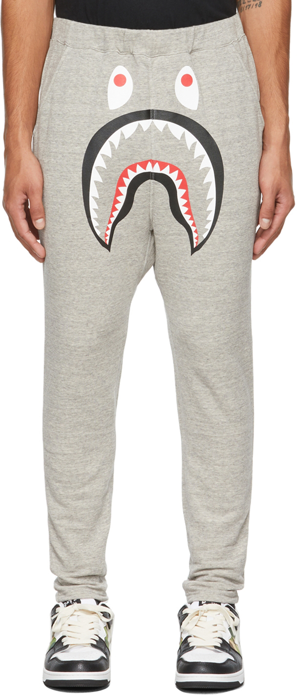 BAPE: Grey Shark Lounge Pants | SSENSE