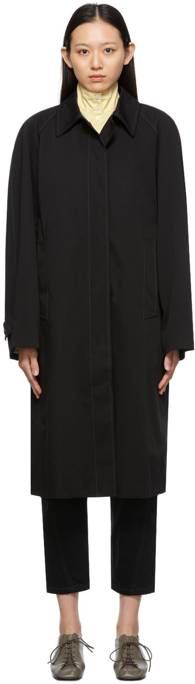 Lemaire Black Gabardine Overcoat