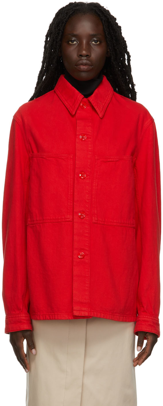 Lemaire Red Denim Overshirt Jacket